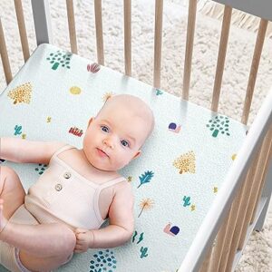 Mini Crib Mattress, 38 x 24 Mini Mattress for Crib with Washable Soft Jacquard Cover Fits for Mini and Portable Cribs, Dual Sided with Firm Support and Comfort Memory Foam, Woodland Animal Pattern