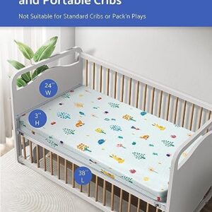 Mini Crib Mattress, 38 x 24 Mini Mattress for Crib with Washable Soft Jacquard Cover Fits for Mini and Portable Cribs, Dual Sided with Firm Support and Comfort Memory Foam, Woodland Animal Pattern