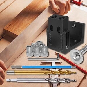 38 Pcs Pocket Hole Jig Kit, Pocket Hole Jigs for Woodworking, Pocket Hole Screw Jig Kit 15° Angled Holes, Portable Wood Pocket Hole Screw Clamp System for Woodworking Carpentry Locator