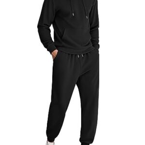 COOFANDY Mens Athletic 2 Piece Tracksuit Set Casual Sweatsuits hoodie Sweatpants Jogging Suits Black Small