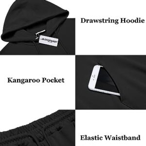 COOFANDY Mens Athletic 2 Piece Tracksuit Set Casual Sweatsuits hoodie Sweatpants Jogging Suits Black Small