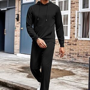 COOFANDY Mens Athletic 2 Piece Tracksuit Set Casual Sweatsuits hoodie Sweatpants Jogging Suits Black Small