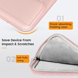 MoKo 12.9 Inch Laptop Sleeve Case Fits iPad Pro 12.9 M2 2022/2021/2020, Galaxy Tab S9+ 12.4 2023, Surface Laptop Go 12.4, Waterproof Polyester Bag with Double Pockets, Retractable Handle, Pink