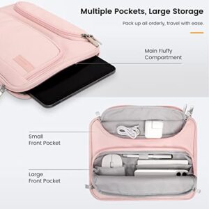 MoKo 12.9 Inch Laptop Sleeve Case Fits iPad Pro 12.9 M2 2022/2021/2020, Galaxy Tab S9+ 12.4 2023, Surface Laptop Go 12.4, Waterproof Polyester Bag with Double Pockets, Retractable Handle, Pink