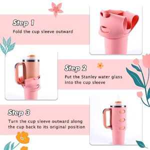 ZLSPTK Stanley Cup Accessories Cup Holder Silicone Boot for Stanley 40 oz Tumbler with Handle Pink Silicone Sleeve for Stanley simple modern 40oz Tumbler Protective Water Bottle Full Body Bottom Cover