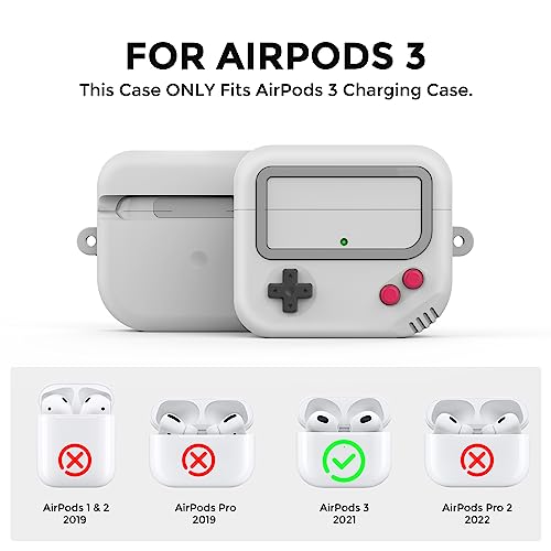 TRONWIN Silicone Airpods 3 Case Protective Covers Skin Game-Machine Design for Airpods 3 [Support Wireless Charging] Compatible with Apple Airpods 3rd Generation (Light Grey)