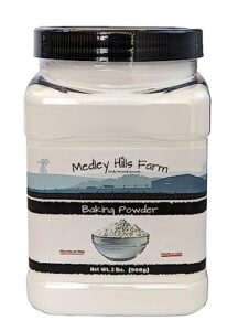 baking powder aluminum free by medley hills farm 2 lbs. in reusable container - double acting aluminum free baking powder - kosher - premium baking powder for cooking - baking - made in usa