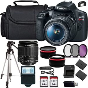 canon eos rebel t7 dslr camera with 18-55mm lens+case+128memory cards (24pc)