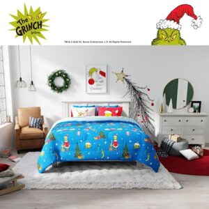 Franco Grinch by Dr. Seuss Holiday & Christmas Bedding Super Soft Comforter and Sheet Set with Sham, 7 Piece King Size (Official Dr. Seuss Product)