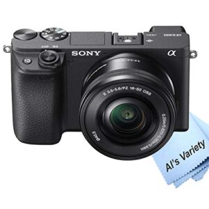 Sony a6400 Mirrorless Camera with 16-50mm Lens + 64GB Memory + Case+ Steady Grip Pod + Tripod+ Software Pack + More -Accessory Bundle