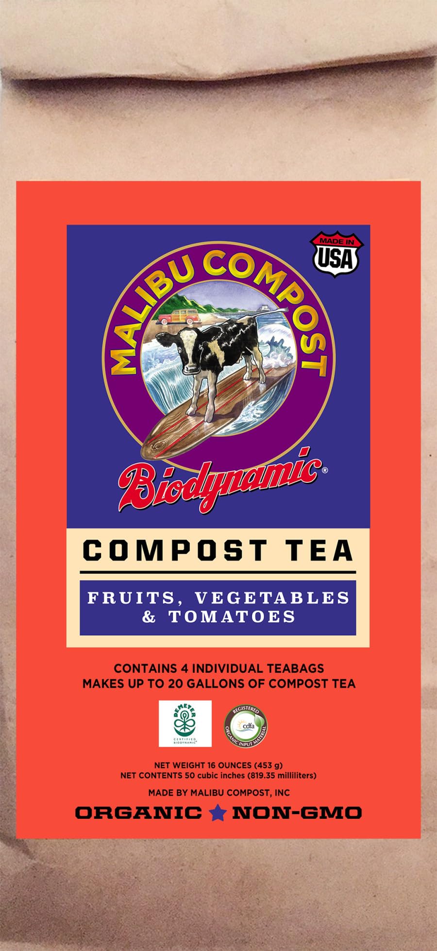 Malibu Compost Biodynamic Organic Compost Tea for Fruits, Vegetables & Tomatoes 1lb