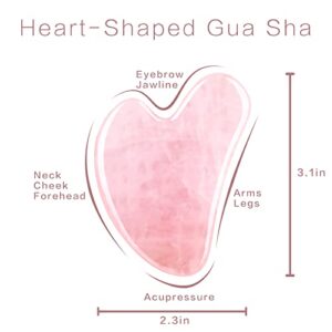 Contrybox Gua Sha Facial Tools, Rose Quartz Guasha Tool for Face & Eye Gua Sha Stone for Puffiness Reducing & Jawline Sculpting Face Stone Gua Sha Tools for Skin Care Woman GuaSha Stone Tool, Pink