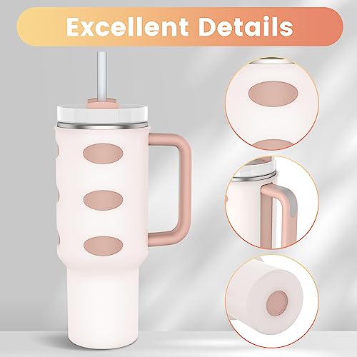 OUTXE Silicone Boot for 40oz Stanley Quencher, Water Bottle Boot Sleeve for Stanley Cup H2.0 Tumbler, Stanley Bottom Protector Accessories, Clear Translucent