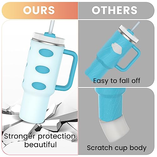 OUTXE Silicone Boot for 40oz Stanley Quencher, Water Bottle Boot Sleeve for Stanley Cup H2.0 Tumbler, Stanley Bottom Protector Accessories, Clear Translucent