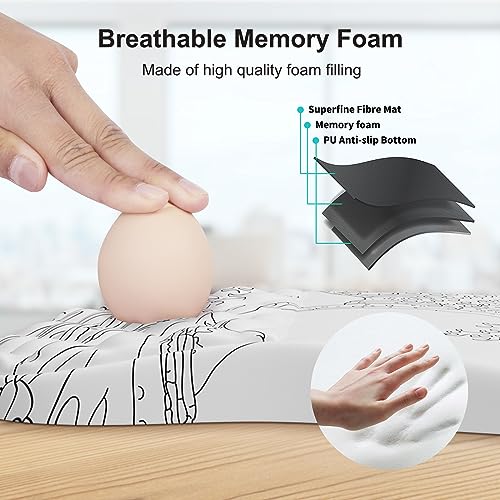 iCasso Ergonomic Mouse Pad Wrist Support, Wrist Rest, Comfortable Computer Gel Mouse Pad for Laptop, Memory Foam,Pain Relief Mousepad with Non-Slip PU Base for Office Home (White Wave of Kanagawa)