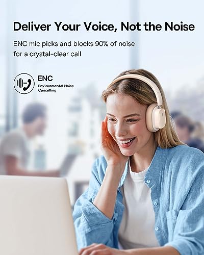 Baseus Active Noise Cancelling Headphones with 100H Playtime, LHDC Hi-Res Sound, Reduce Noise by Up to 95%, Spatial Audio, ENC Mics, 0.038s Low Latency, Bluetooth 5.3 Wireless Headphones - Bowie H1i