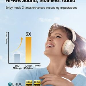 Baseus Active Noise Cancelling Headphones with 100H Playtime, LHDC Hi-Res Sound, Reduce Noise by Up to 95%, Spatial Audio, ENC Mics, 0.038s Low Latency, Bluetooth 5.3 Wireless Headphones - Bowie H1i