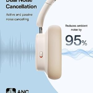 Baseus Active Noise Cancelling Headphones with 100H Playtime, LHDC Hi-Res Sound, Reduce Noise by Up to 95%, Spatial Audio, ENC Mics, 0.038s Low Latency, Bluetooth 5.3 Wireless Headphones - Bowie H1i