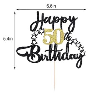 1 PCS Happy 50th Birthday Cake Topper,Happy 50 Birthday Cake Decoration for Happy 50th Birthday Cheers to 50 Party Decorations 50 Anniversary Birthday Cake Decorations Supplies（Star River series）