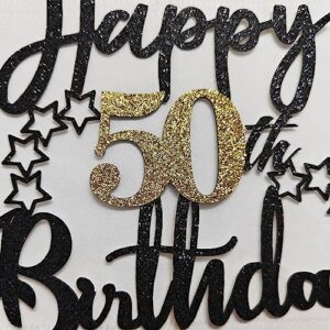 1 PCS Happy 50th Birthday Cake Topper,Happy 50 Birthday Cake Decoration for Happy 50th Birthday Cheers to 50 Party Decorations 50 Anniversary Birthday Cake Decorations Supplies（Star River series）