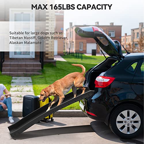 YITAHOME 61in Folding Dog Ramp for Cars with Anti-Slip Tape, Portable Pet Ramp for Large Dogs, Lightweight Resin Dog Car Ramp with Safe Raised Sides Stairs Step for SUV Truck, 150lbs Load Capacity