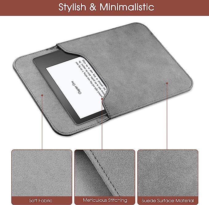 LIUDENWIN Universal Sleeve Case for 7 Inch E-Book Reader Compatible Oasis 2019 & 2017 / Kobo Libra 2 E-Reader/Pocketbook E-Book Reader Era Protective Bag Pouch Cover, Gray