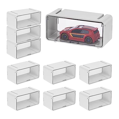 10pcs Clear Acrylic Display Case for Car Mold, Scale Matchbox Wheel Display Case Wall Diecast Model Car Cabinet White Car Wheel Storage Shelves Showcase Organizer for Mini Car, 3.54 x 1.57 x 1.38 inch