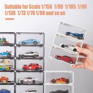 10pcs Clear Acrylic Display Case for Car Mold, Scale Matchbox Wheel Display Case Wall Diecast Model Car Cabinet White Car Wheel Storage Shelves Showcase Organizer for Mini Car, 3.54 x 1.57 x 1.38 inch