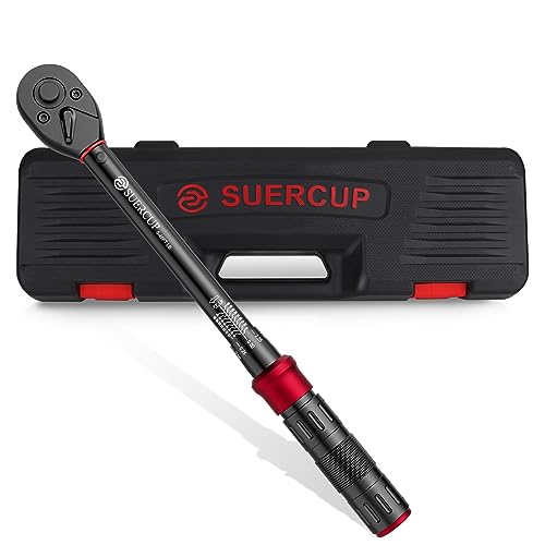 SUERCUP 3/8-Inch Drive Click Torque Wrench - 5-45 Ft-Lb/6.8-61Nm, ±3% High Accuracy Torque Wrench，Dual-Direction Adjustable 72 tooth Click Torque Wrench for Bike, Motorcycle and Car Repair