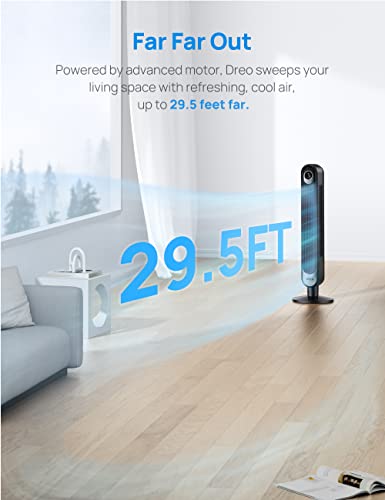 Dreo Smart Tower Fan Voice Control, 120° Oscillating Fan Works with Alexa/Google/App/Remote, 42 Inch, 25dB Quiet DC Bladeless Fan & Tower Fan 42 Inch, Cruiser Pro T1 Quiet Oscillating Bladeless Fan