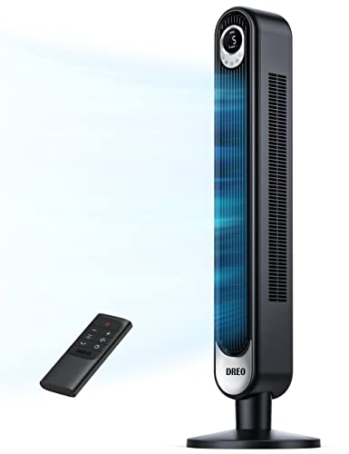 Dreo Smart Tower Fan Voice Control, 120° Oscillating Fan Works with Alexa/Google/App/Remote, 42 Inch, 25dB Quiet DC Bladeless Fan & Tower Fan 42 Inch, Cruiser Pro T1 Quiet Oscillating Bladeless Fan