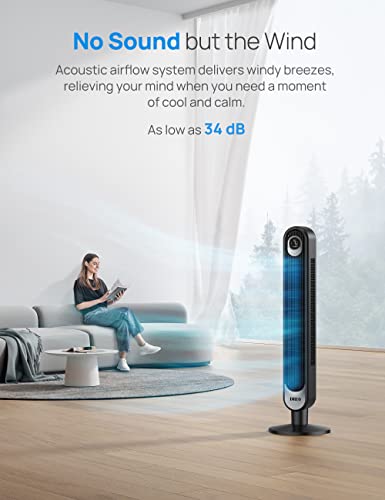 Dreo Smart Tower Fan Voice Control, 120° Oscillating Fan Works with Alexa/Google/App/Remote, 42 Inch, 25dB Quiet DC Bladeless Fan & Tower Fan 42 Inch, Cruiser Pro T1 Quiet Oscillating Bladeless Fan