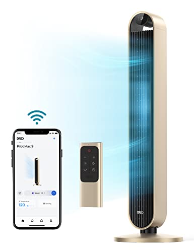 Dreo Smart Tower Fan Voice Control, 120° Oscillating Fan Works with Alexa/Google/App/Remote, 42 Inch, 25dB Quiet DC Bladeless Fan & Tower Fan 42 Inch, Cruiser Pro T1 Quiet Oscillating Bladeless Fan