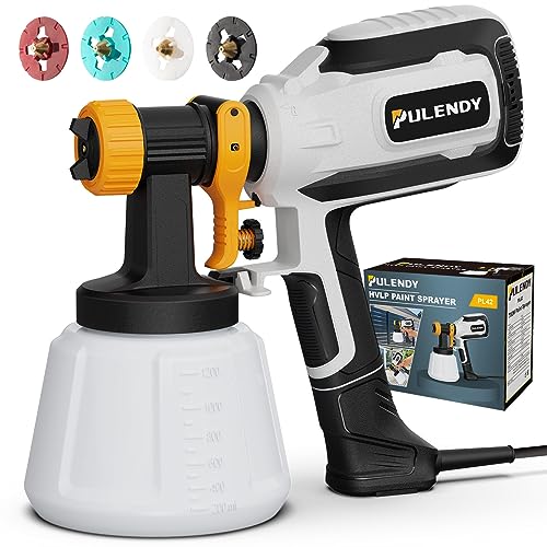 PULENDY Paint Sprayer, 700W HVLP Spray Gun with Cleaning & Blowing Joints, 4 Nozzle Sizes & 3 Spray Patterns, Easy to Clean, for Furniture, Cabinets, Fences, Walls, Doors, DIY Projects, etc. PL42