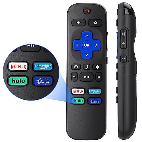 Pack of 2 Replaced Remote Control for Roku TVs, Compatible with TCL/Hisense/Onn/Insignia/Sharp/Westinghouse/Element/JVC Roku Smart TV, Replacement Remote with Netflix/Disney+/Hulu/Prime Video Buttons