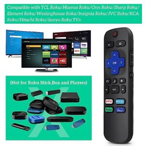 Pack of 2 Replaced Remote Control for Roku TVs, Compatible with TCL/Hisense/Onn/Insignia/Sharp/Westinghouse/Element/JVC Roku Smart TV, Replacement Remote with Netflix/Disney+/Hulu/Prime Video Buttons