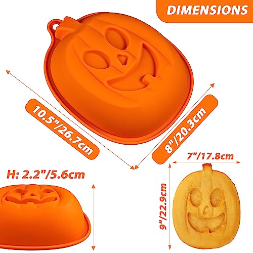 Kamehame Halloween Pumpkin Cake Pan, 8 Inches Pumpkin Cake Mold, Jack O Lantern Silicone Mold, Pumpkin Shaped Bakeware Baking Tray, Orange