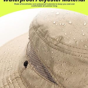 Sun Hat with High Ponytail Hole for Women, Womens UV Protection Wide Brim Foldable Waterproof Beach Bucket Safari Fishing Hat Khaki