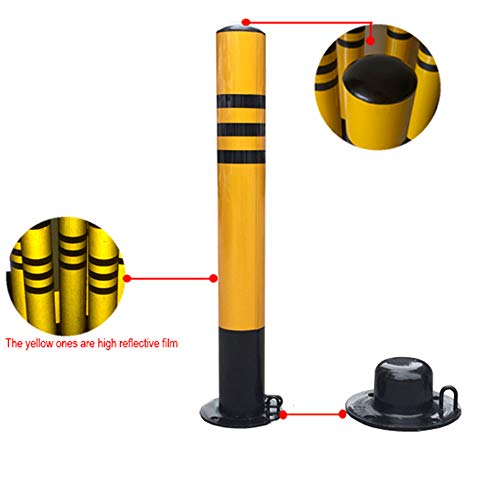 CAIMIAO Galvanized Steel Pipe Car Parking Space Lock Bollard,Anti-Rust/Black Yellow/76×500MM