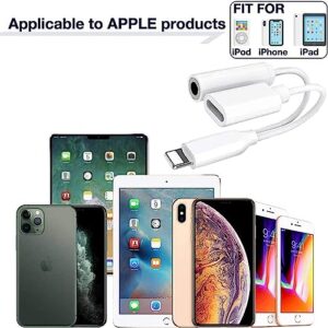 Headphone Adapter for iPhone, [Apple MFi Certified] 2 in 1 Lightning to 3.5mm AUX Audio + Charger Splitter Dongle Adapter Compatible with iPhone 14/13/12/11/XS/XR/X 8/7 iPad, Support All iOS System