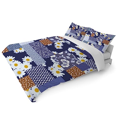 Duvet Cover Sets California King -Floral Purple-Bedding Comforter Set Breathable SetsSoft Microfiber 3 Pcs