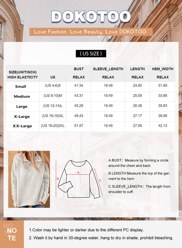 Dokotoo Oversized Quarter Zip Pullover Sweaters for Women Cute Waffle Knit Oversized Fall Winter Outfits Jumpers TopFashion V Neck Long Sleeve Warm Cozy Polo Ladies Khaki Sweater X-Large