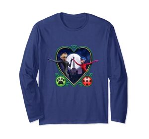 miraculous ladybug and cat noir the movie heart long sleeve t-shirt