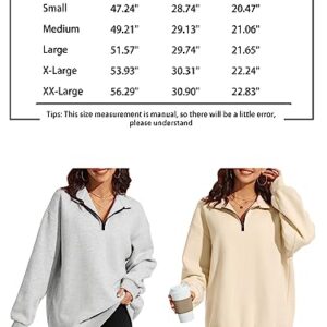 ATHMILE Womens Oversized Half Zip Pullover Long Sleeve Sweatshirt Quarter Zip Hoodie Sweater Teen Girls Fall Y2K Clothes Coffee Grey