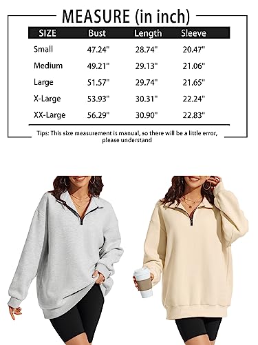 ATHMILE Womens Oversized Half Zip Pullover Long Sleeve Sweatshirt Quarter Zip Hoodie Sweater Teen Girls Fall Y2K Clothes Coffee Grey