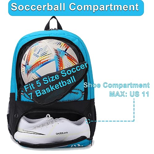 Hsmihair Soccer Bag-Soccer Backpack & Backpack for & Football Volleyball & Basketball,with Ball Compartment and Separate Cleat Training Package