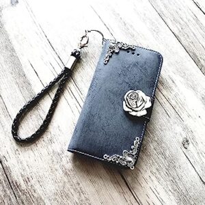 Gothic Floral Rose phone leather wallet removable case for iPhone X XS XR 11 12 13 14 Pro Max Samsung S23 S22 S21 S20 Ultra Note 20 10 Plus Mn1281