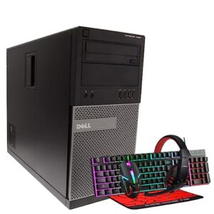 dell optiplex computer gaming desktop, intel core i5 4th gen 3.2ghz processor, 16gb ram, 1tb ssd, nvidia gt 1030 2gb ddr5, ultronix keyboard, mouse, mousepad, headset windows 10 pro (renewed)