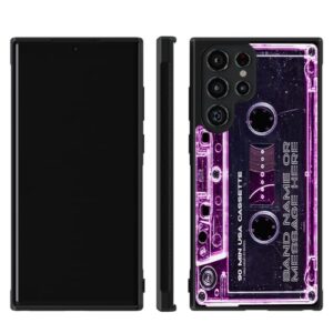 Cassette Tape Clear Pink Personalized Black Rubber Phone Case Compatible With Samsung Galaxy S23 S23+ Ultra S22 S22+ S21 S21FE S21+ S20FE S20+ S20 Note 20 S10 S10+ S10e