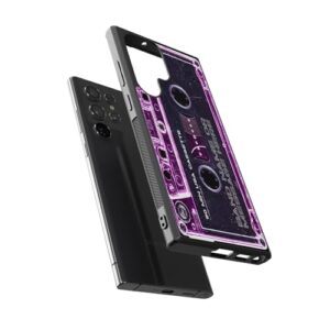 Cassette Tape Clear Pink Personalized Black Rubber Phone Case Compatible With Samsung Galaxy S23 S23+ Ultra S22 S22+ S21 S21FE S21+ S20FE S20+ S20 Note 20 S10 S10+ S10e